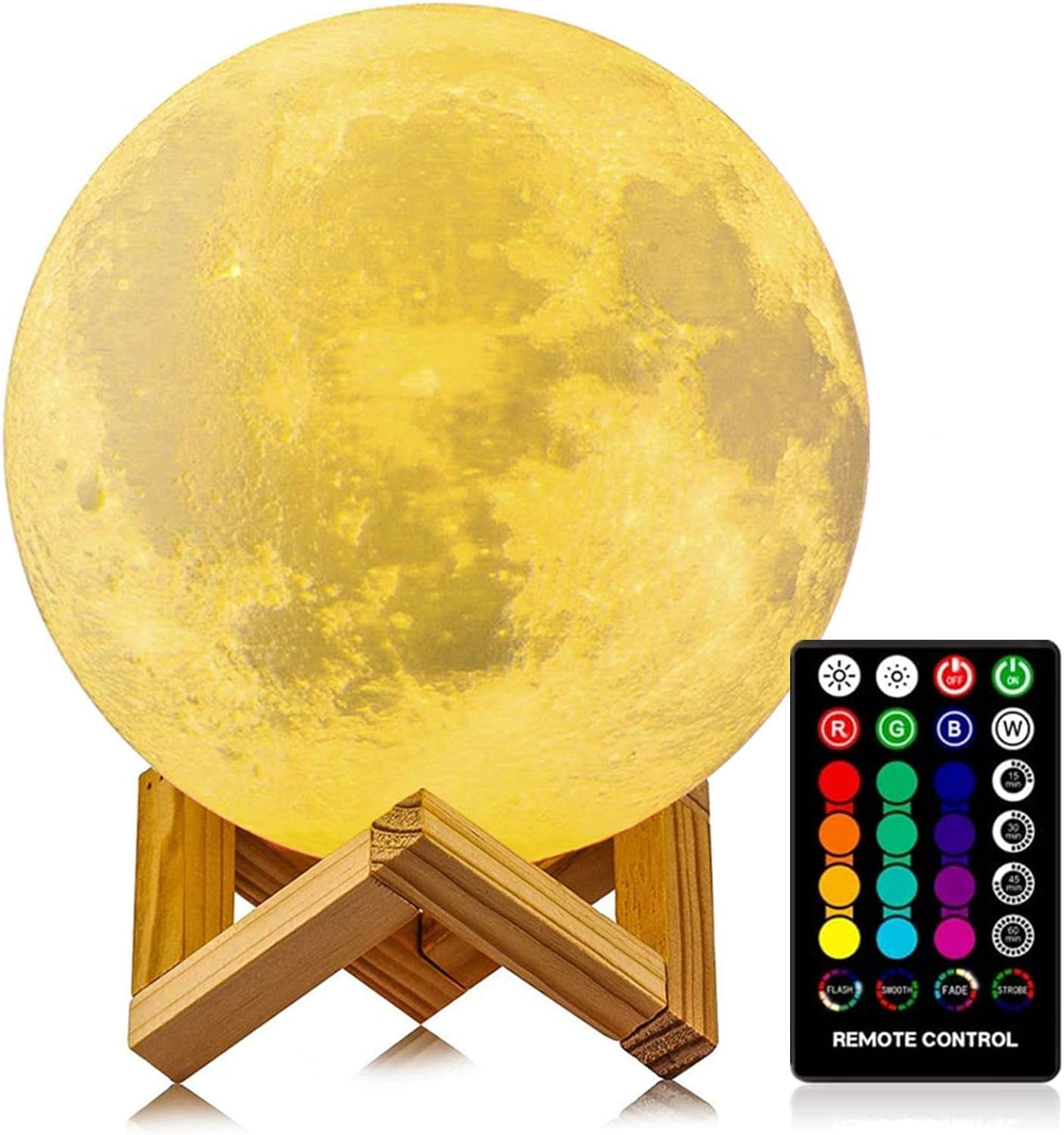 Moon lamp, 16-color LED children's night light, 3D printed moon lamp ...