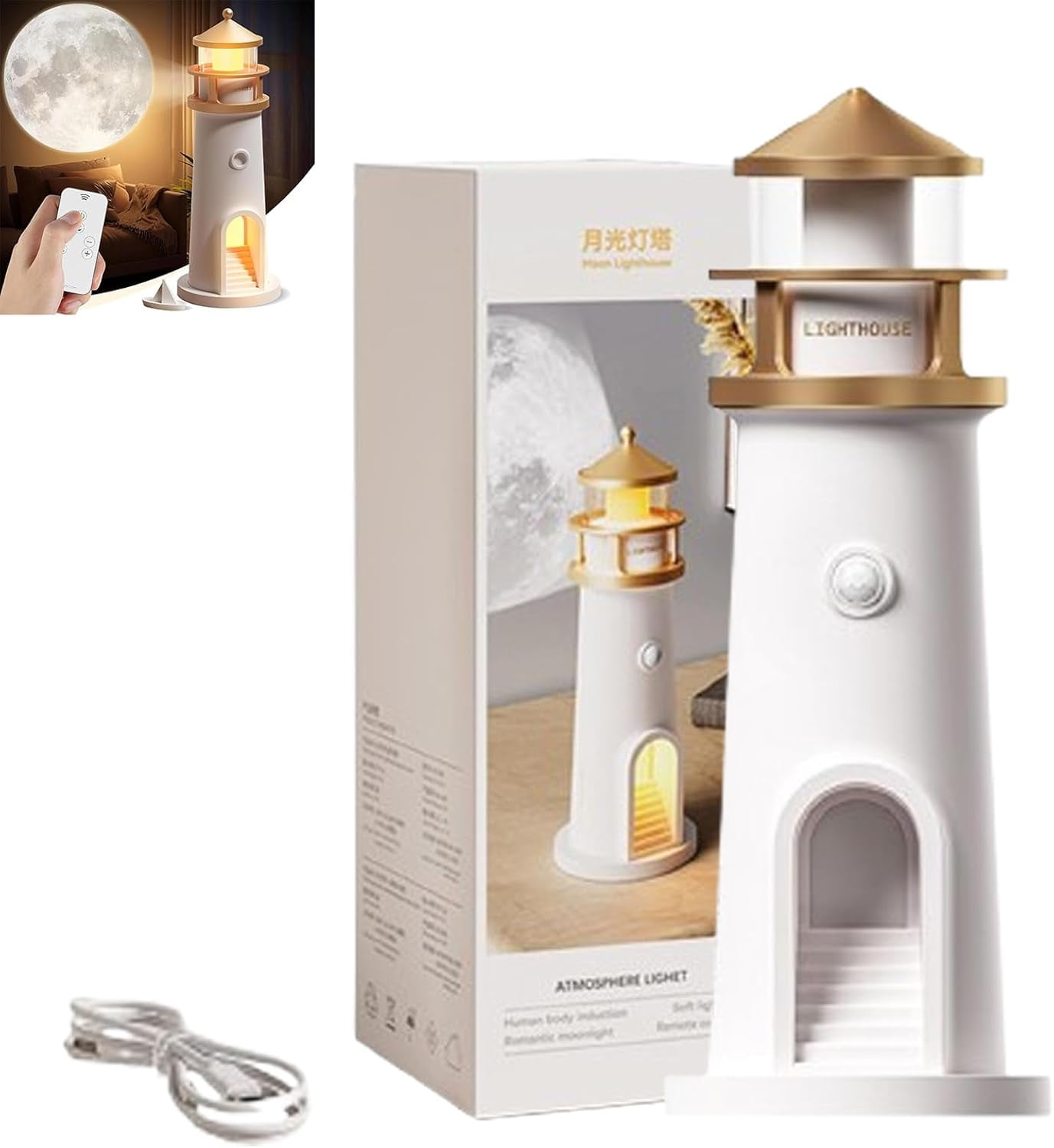 Moon lamp Projector Night Light, LED Night Light Tower Moonlight ...
