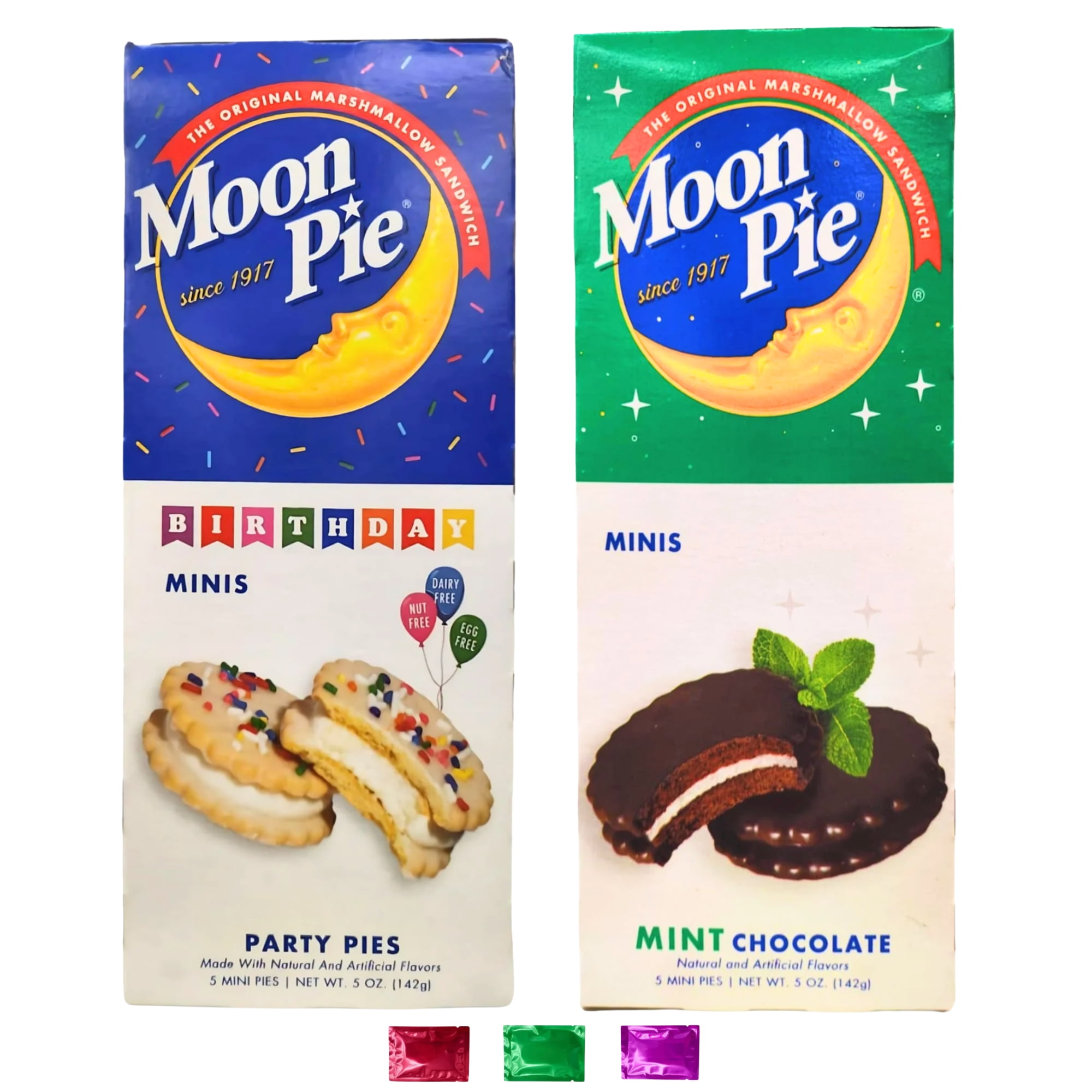 MoonPie Birthday Cake Vanilla & Mint Chocolate Mini Cookie Sandwich ...