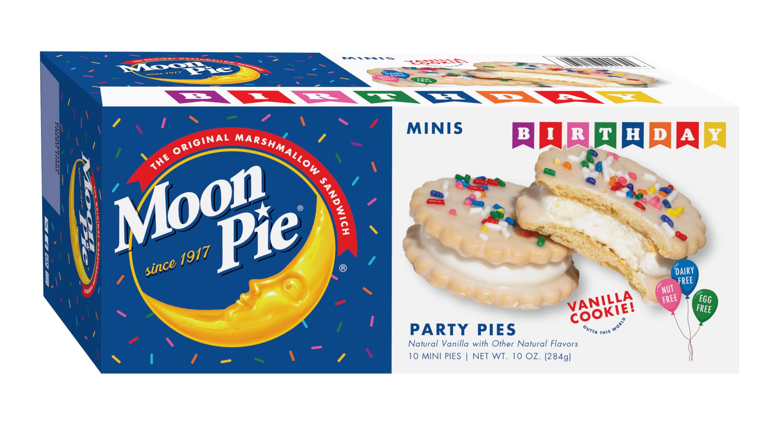 MoonPie Birthday Mini Party Pies, Vanilla AIS1 Cookie, 10 Count, 10 oz, Dairy Free - Walmart.com