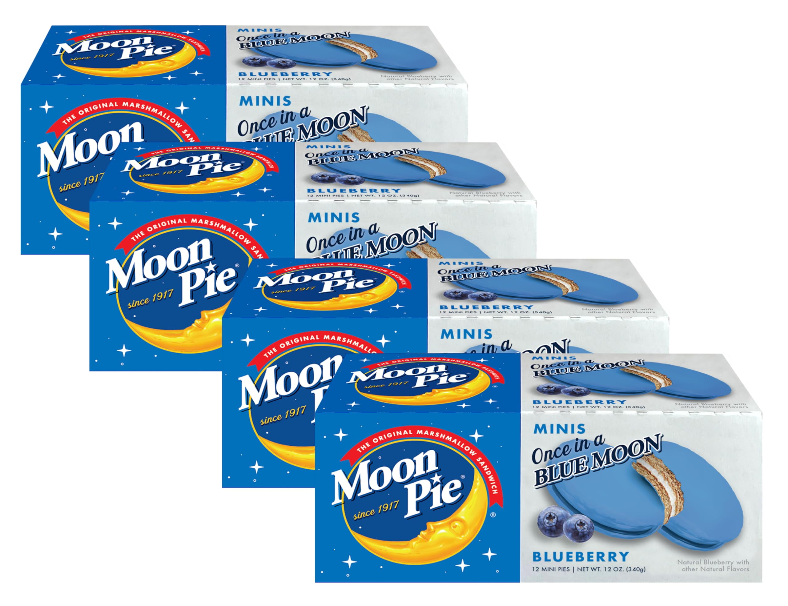 MoonPie Bluberry Sandwhich Cookie Mini HYZ01 4 Pack, 48 Total Cookies ...