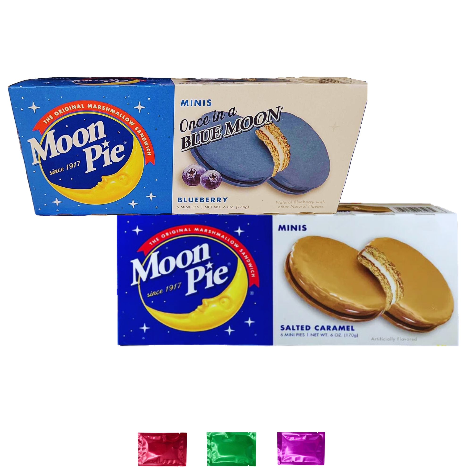 MoonPie Minis Variety Pack Blueberry Salted Caramel Flavor 12 Mini MoonPie Minis Variety Pack Blueberry Salted Caramel Flavor 12 Mini