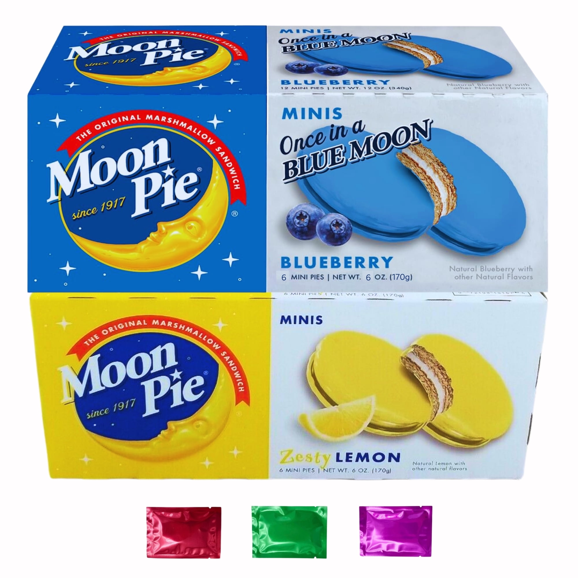 MoonPie Minis Variety Pack- Blueberry and Zesty Lemon Flavor, 12 Mini ...