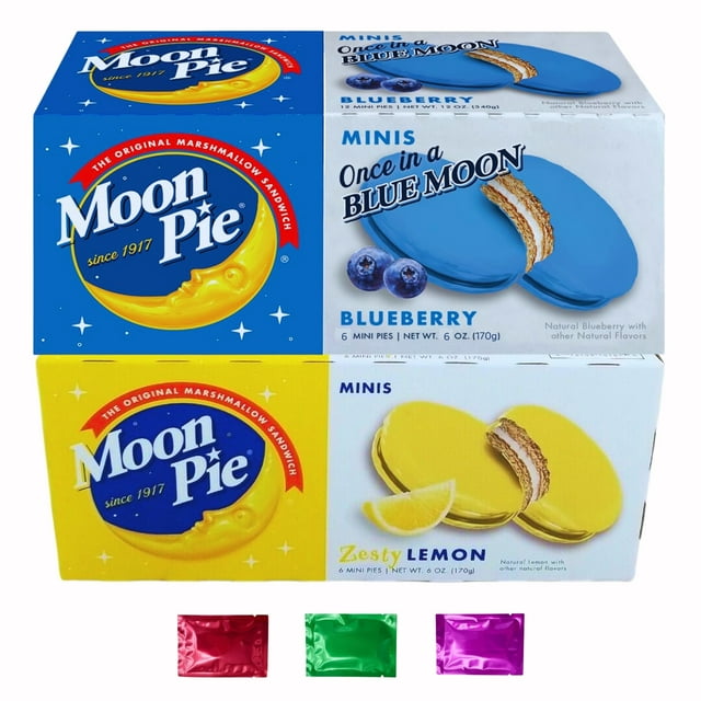 MoonPie Minis Variety Pack- Blueberry and Zesty Lemon Flavor, 12 Mini ...