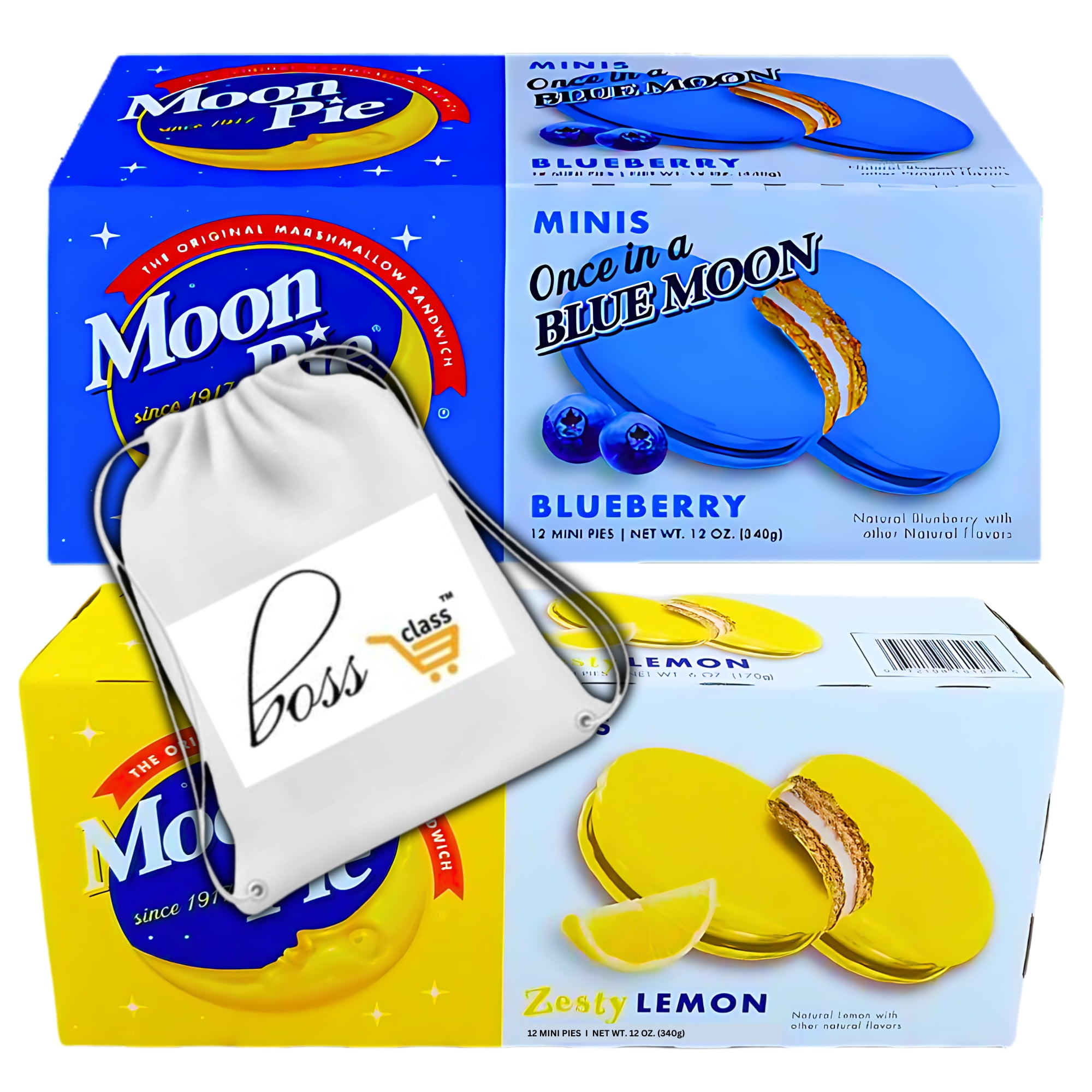 MoonPie Treats Duo - Blueberry & Lemon Moon Pie Minis, 24 Ct Total (2 Boxes) Classic Home Travel ...
