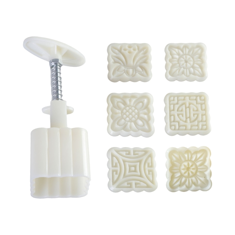 Mooncakes Mold with 6 Stamp ABS Plastic Bean Pastes Cake Mold Hand ...
