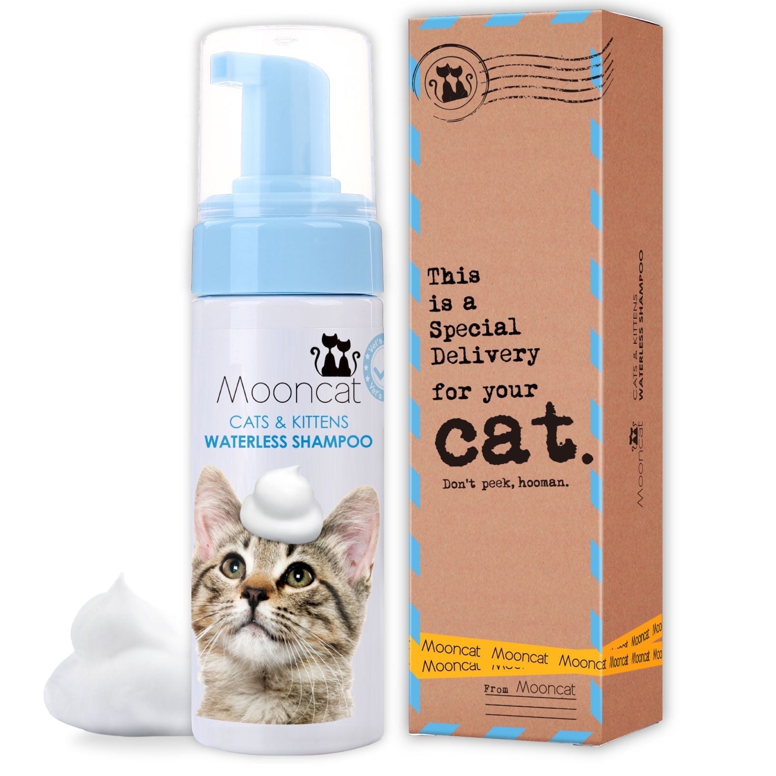 Mooncat Waterless Cat Shampoo, Foam Formula, Gentle for Sensitive Skin ...