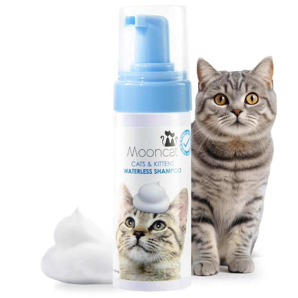 Mooncat Waterless Cat Shampoo, Licking Safe Dry Shampoo, No Rinse Foam ...
