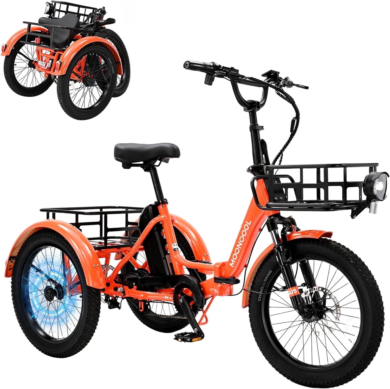 Mooncool 20'' Folding 3 Wheel Electric Tricycle for Adults, Foldable ...