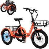 Mooncool 20'' Folding 3 Wheel Electric Tricycle for Adults, Foldable 750W 48V Motorized Electric ...