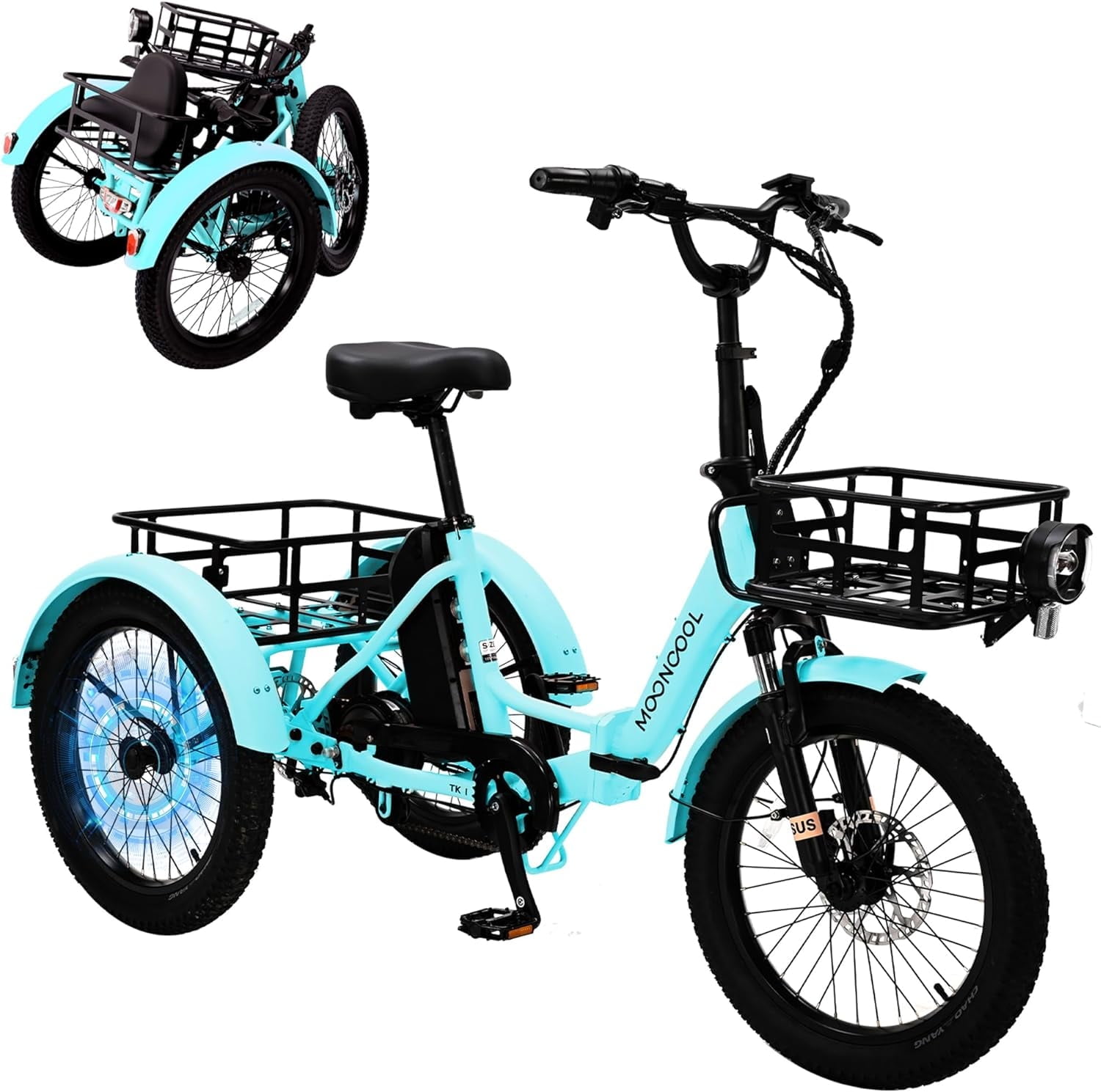 Mooncool 20'' Folding 3 Wheel Electric Tricycle for Adults, Foldable ...