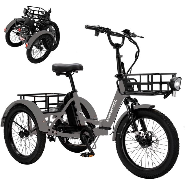 Mooncool 20'' Folding 3 Wheel Electric Tricycle for Adults, Foldable 750W 48V Motorized Electric ...