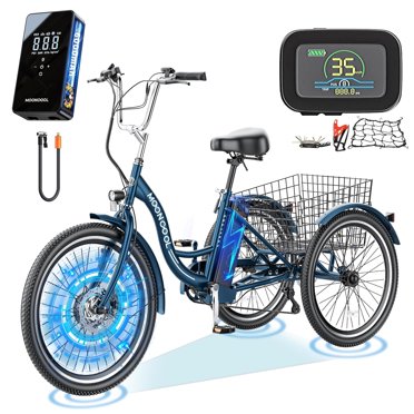 Lilypelle 26" Electric Tricycle, 350W 36V 14.5Ah 7 Speeds with Large Basket and Accessories ...