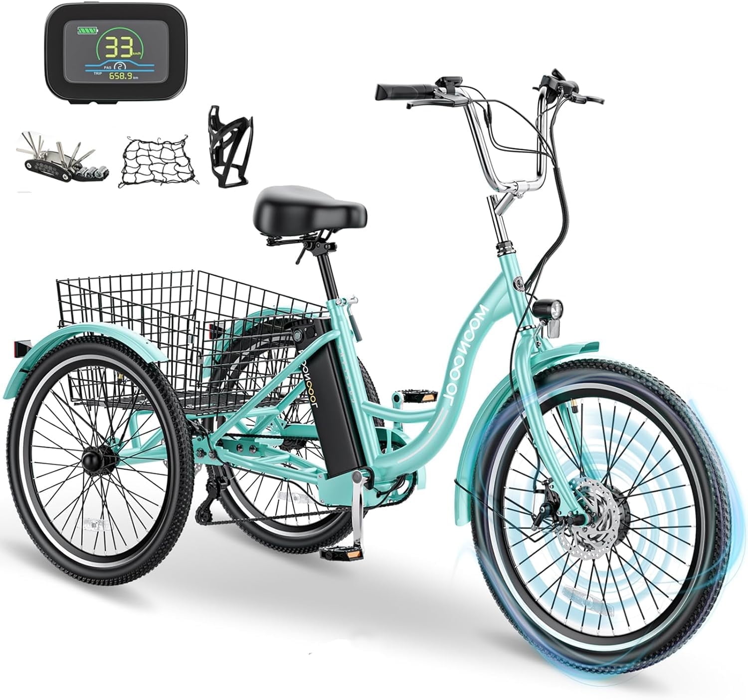 "Mooncool Electric Tricycle for Seniors, 24-26"" 3-Wheel Bike, 350W 36V ...