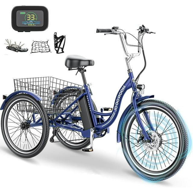 "Mooncool Electric Tricycle for Adults, 24""-26"" 3 Wheel E-Bike, 350W ...