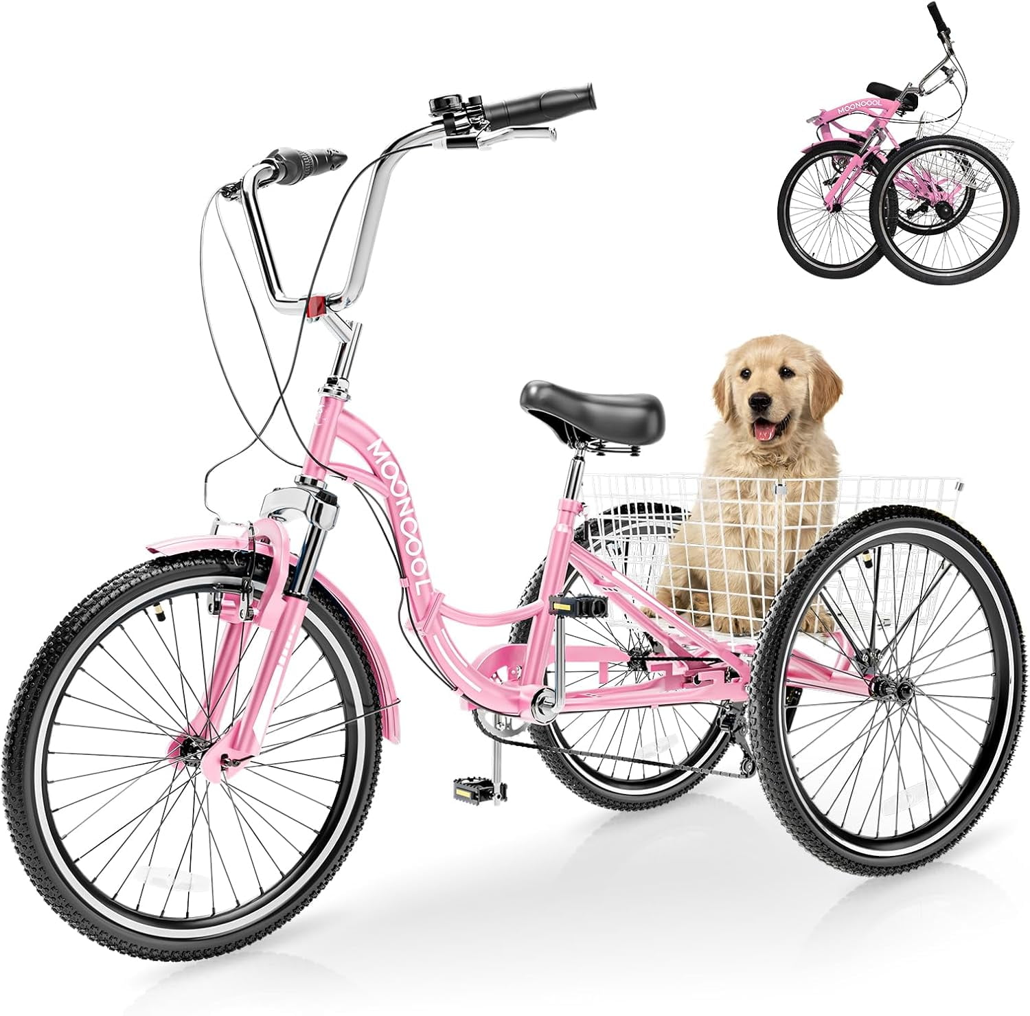 Mooncool Adult Folding Tricycle 7-Speed, Adult Trikes 24 inch Wheel ...
