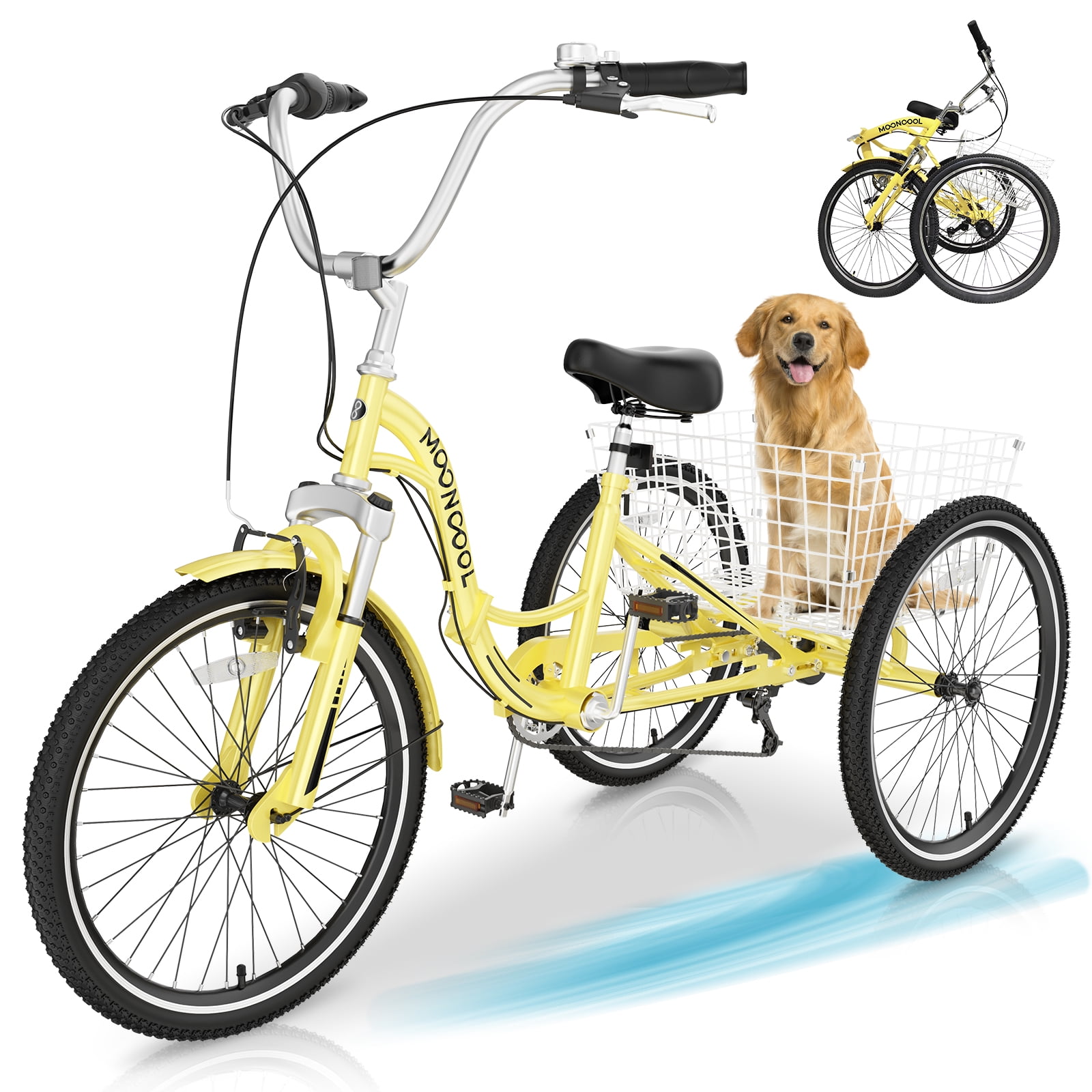 Mooncool Adult Folding Tricycles, 7 Speed Folding Adult Trikes, 20 24 ...