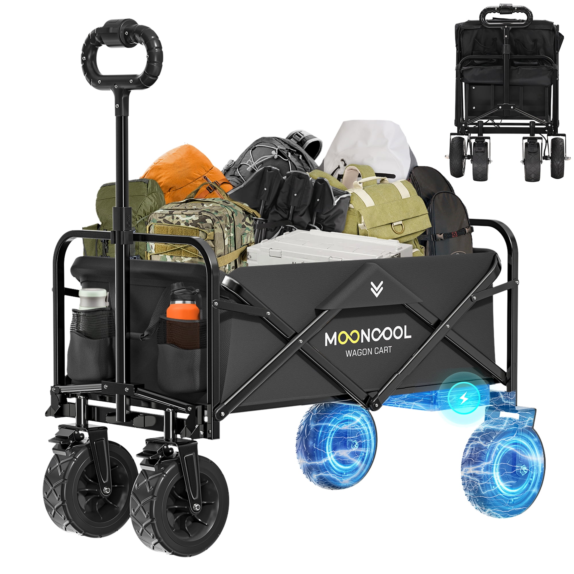 Mooncool Electric Collapsible Foldable Wagon with 500W Motor 1.39-1.94 ...