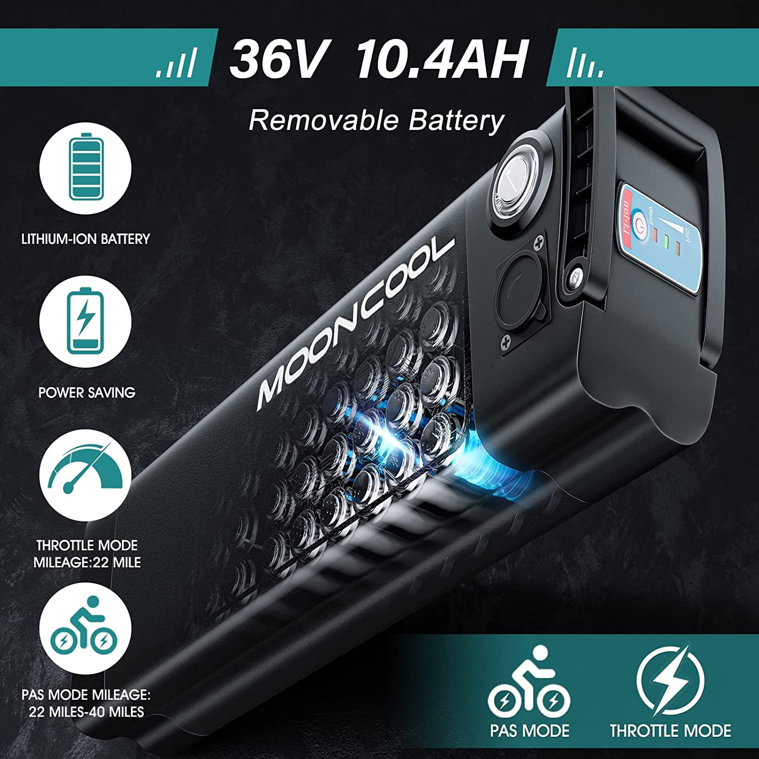 Mooncool Electric Tricycle Battery 36V/10.4AH for 350W Mooncool ...