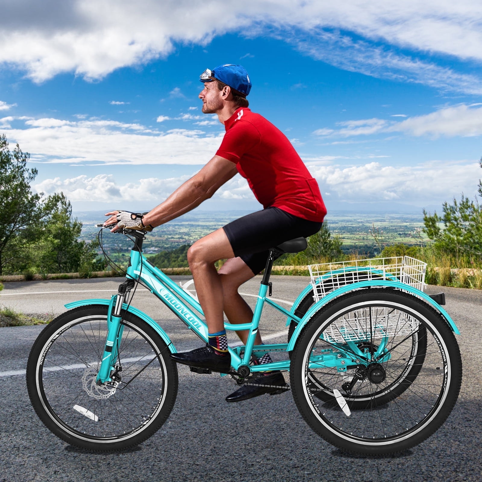 Mooncool Mountain Tricycle for Adults, 7 Speed Three Wheel Bike, 24/26 ...