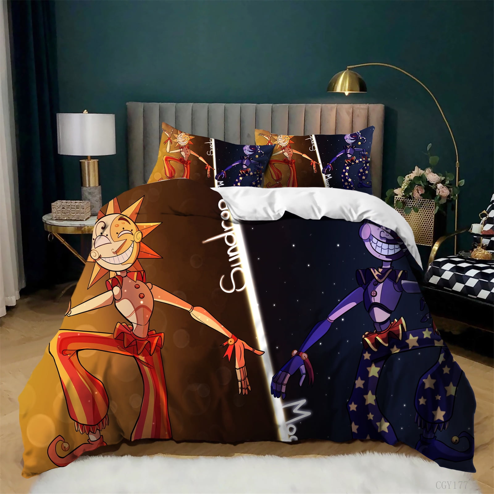 Moondrop Sundrop Bedding Sets 3 Pieces Fnaf Sundrop Duvet Cover Sets ...