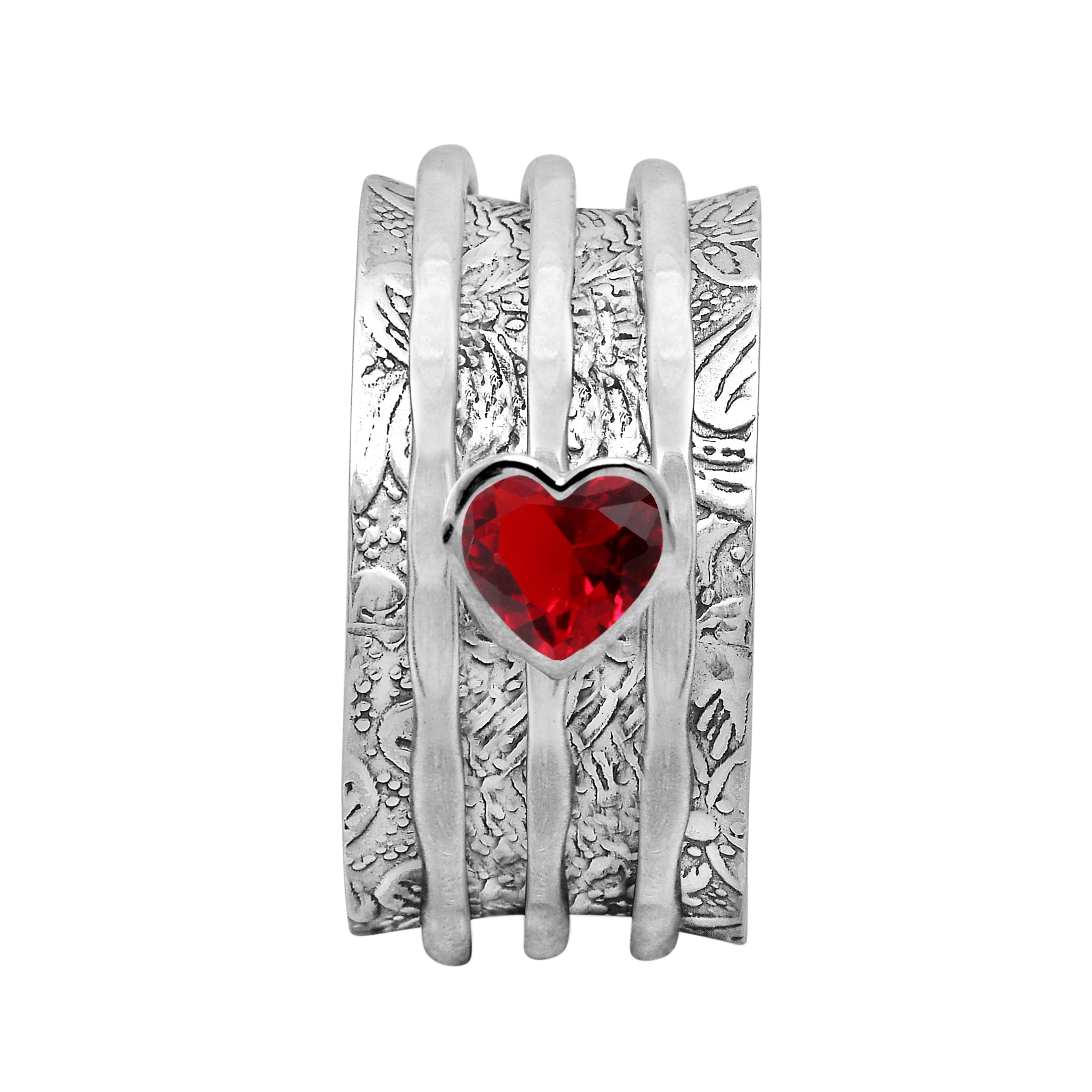 Mooneye 5mm Heart Ruby Glass 925 Sterling Silver Meditation Anxiety Men ...