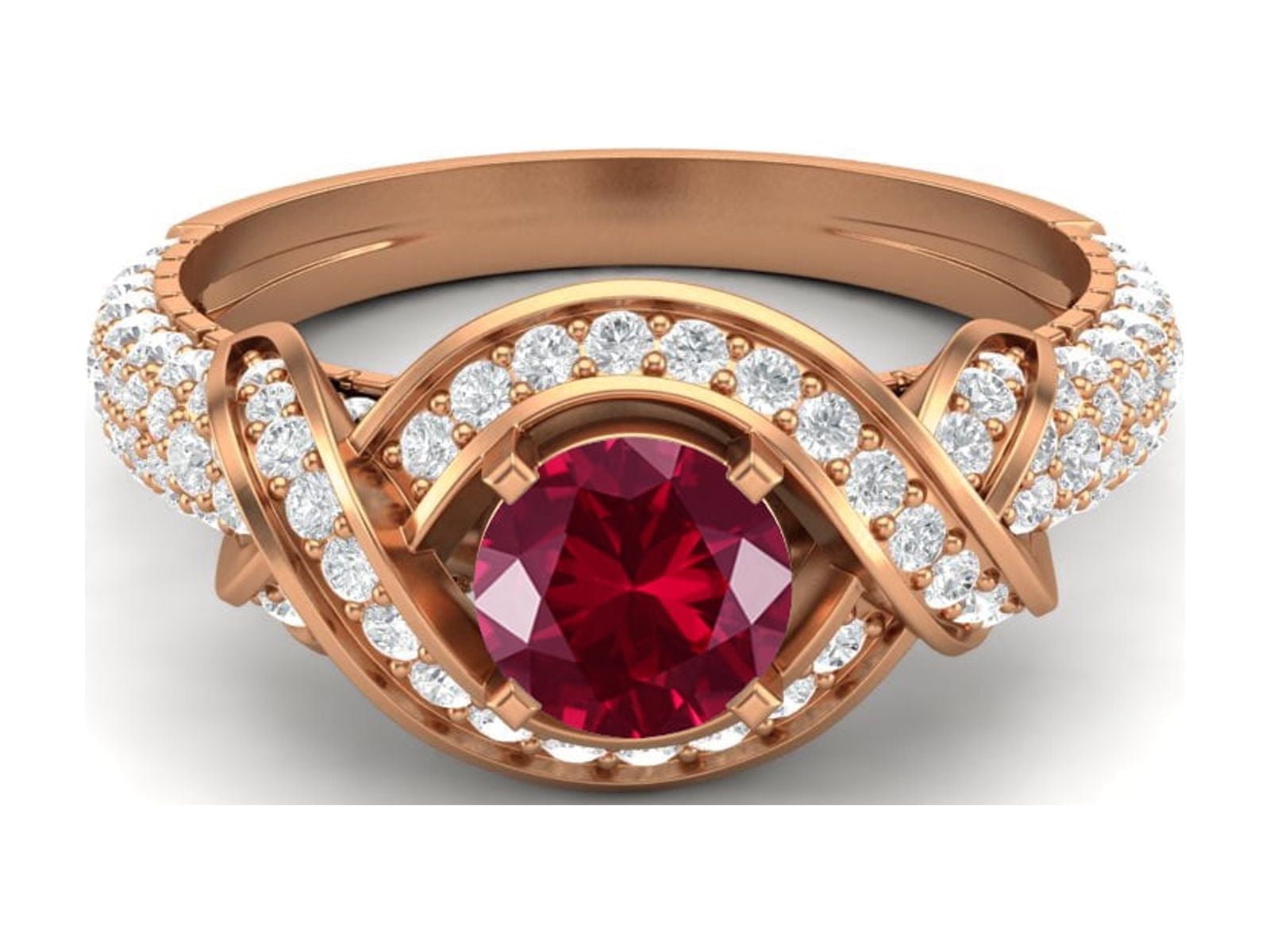 Mooneye 6mm Round Shape Ruby Glass Filled 925 Sterling Silver Rose ...