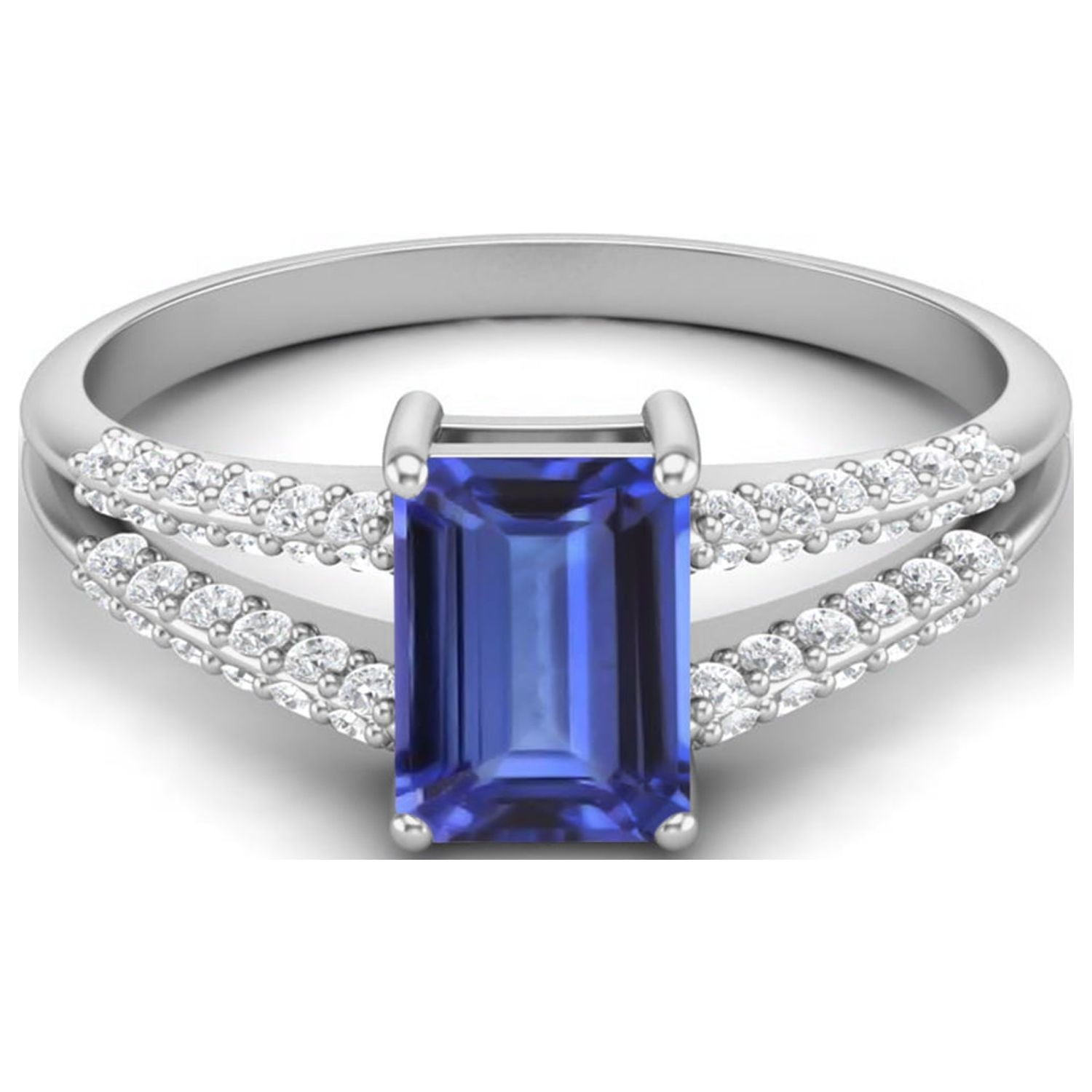 Mooneye 7X5mm Emerald Cut Simulated Tanzanite 925 Sterling Silver ...