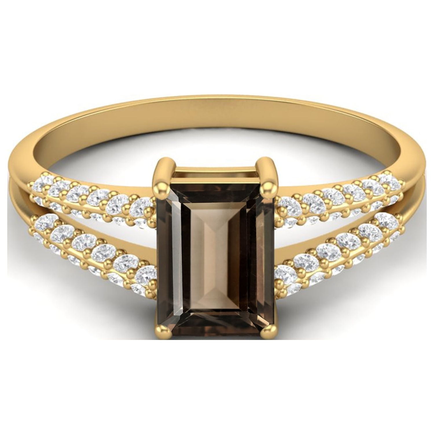 Mooneye 7X5mm Emerald Cut Smoky Quartz 925 Sterling Silver Gold Vermeil ...