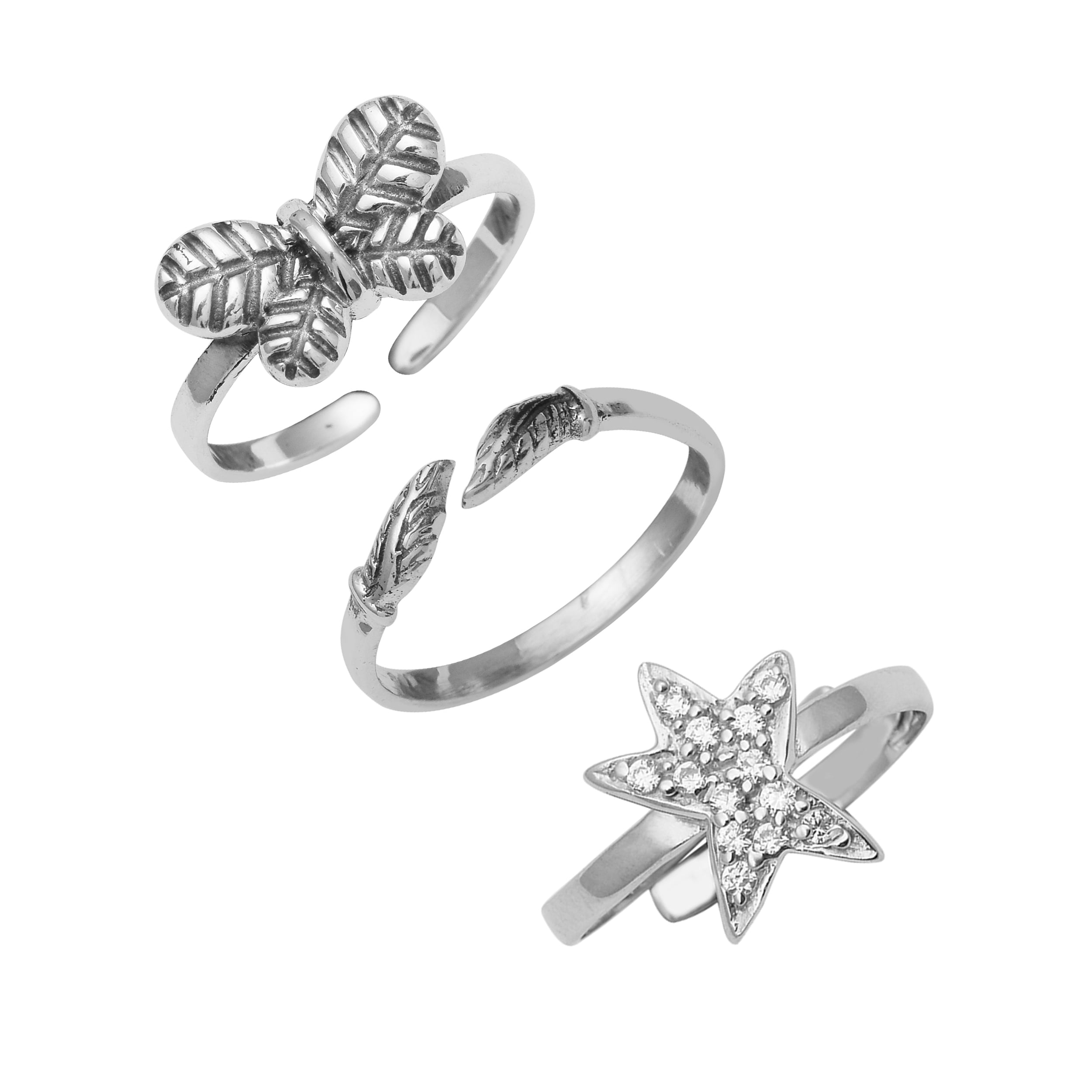 Mooneye 925 Sterling Silver Butterfly Star Design, Knuckle Adjustable ...