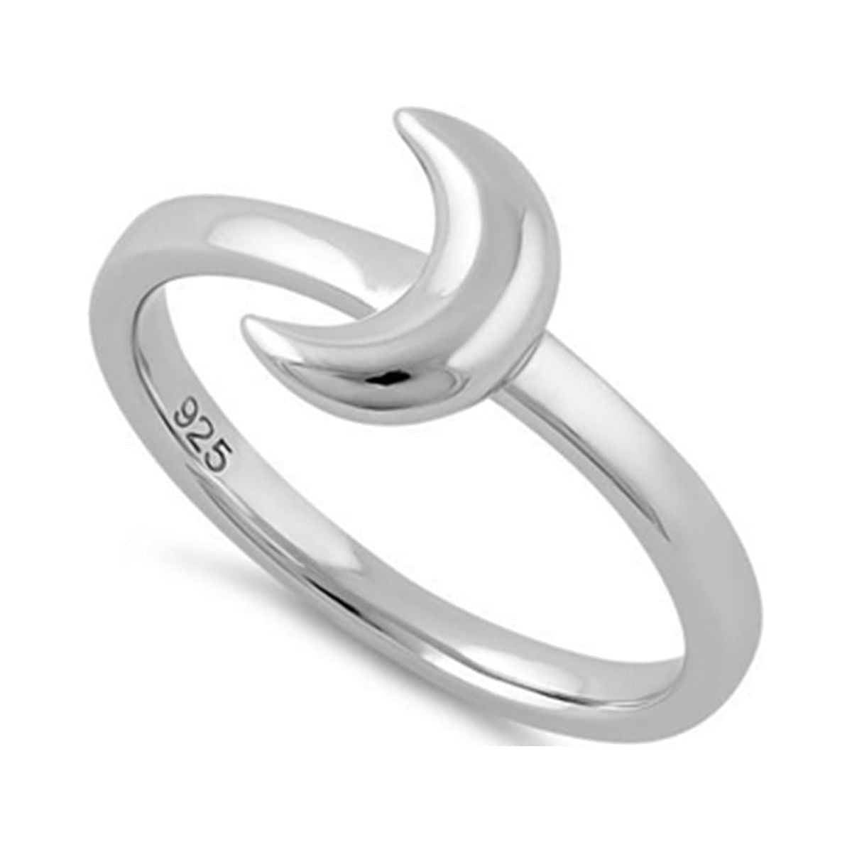 Mooneye 925 Sterling Silver Oxidized Platinum Plated Half Moon Women ...