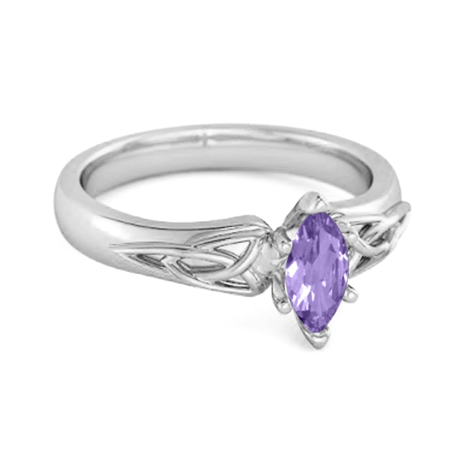 Mooneye Celtic Ring 0.25Cts Amethyst 925 Sterling Silver Trinity Knot ...