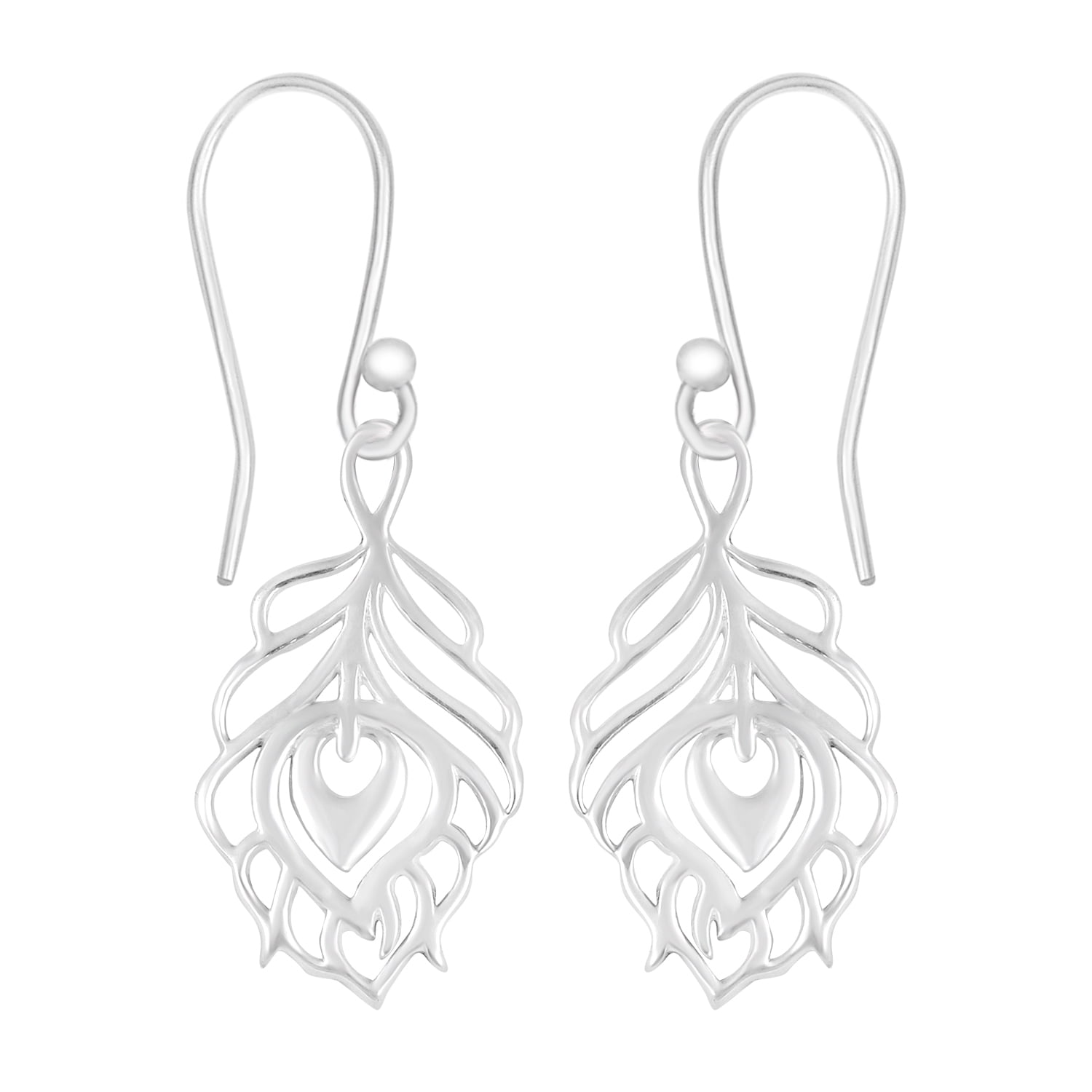 Mooneye Peacock Feather Earrings 925 Sterling Silver Birds Feather Hook ...
