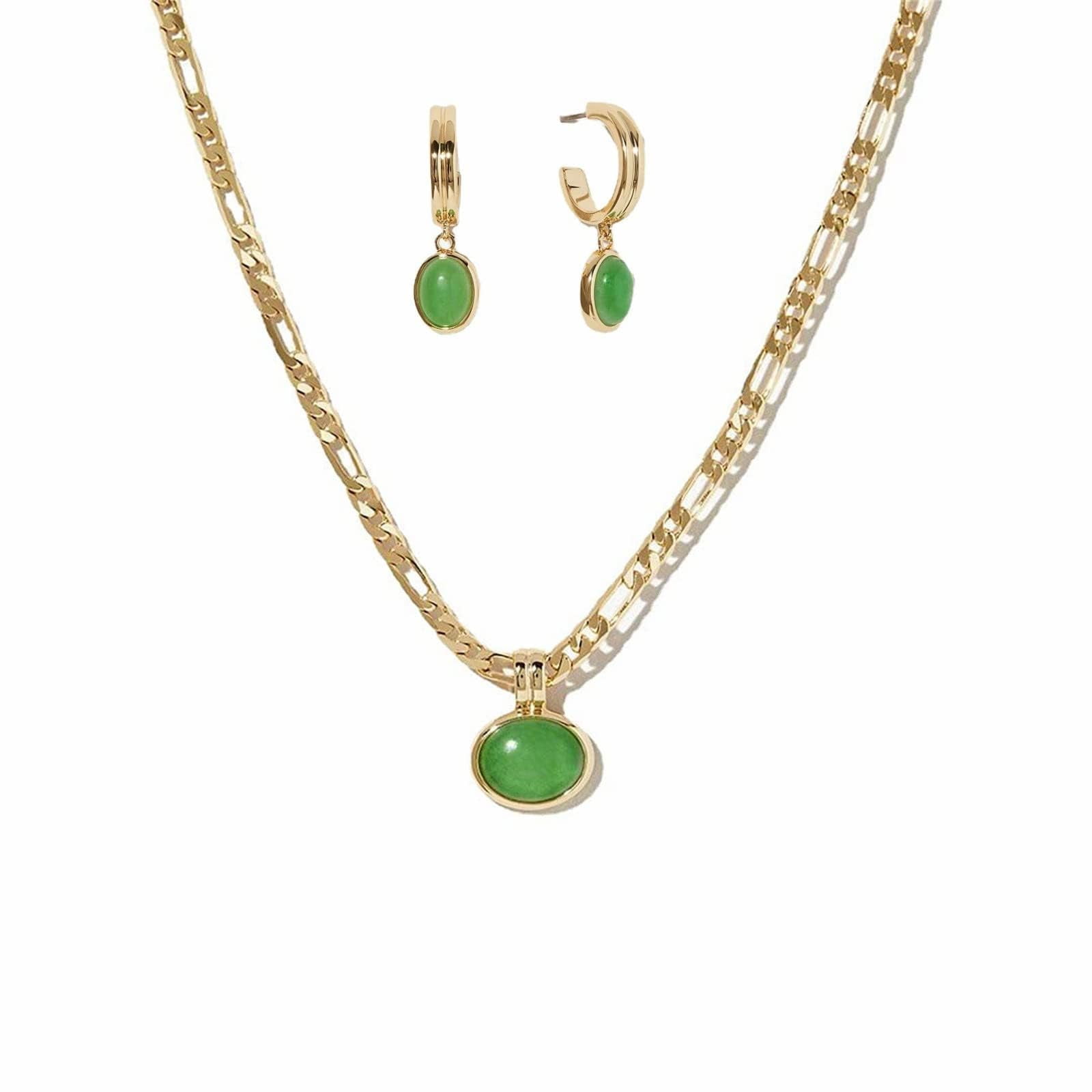 Moonffay Sage Green Jewelry Set for Women,Plated 18k Gold Jewerly Set ...