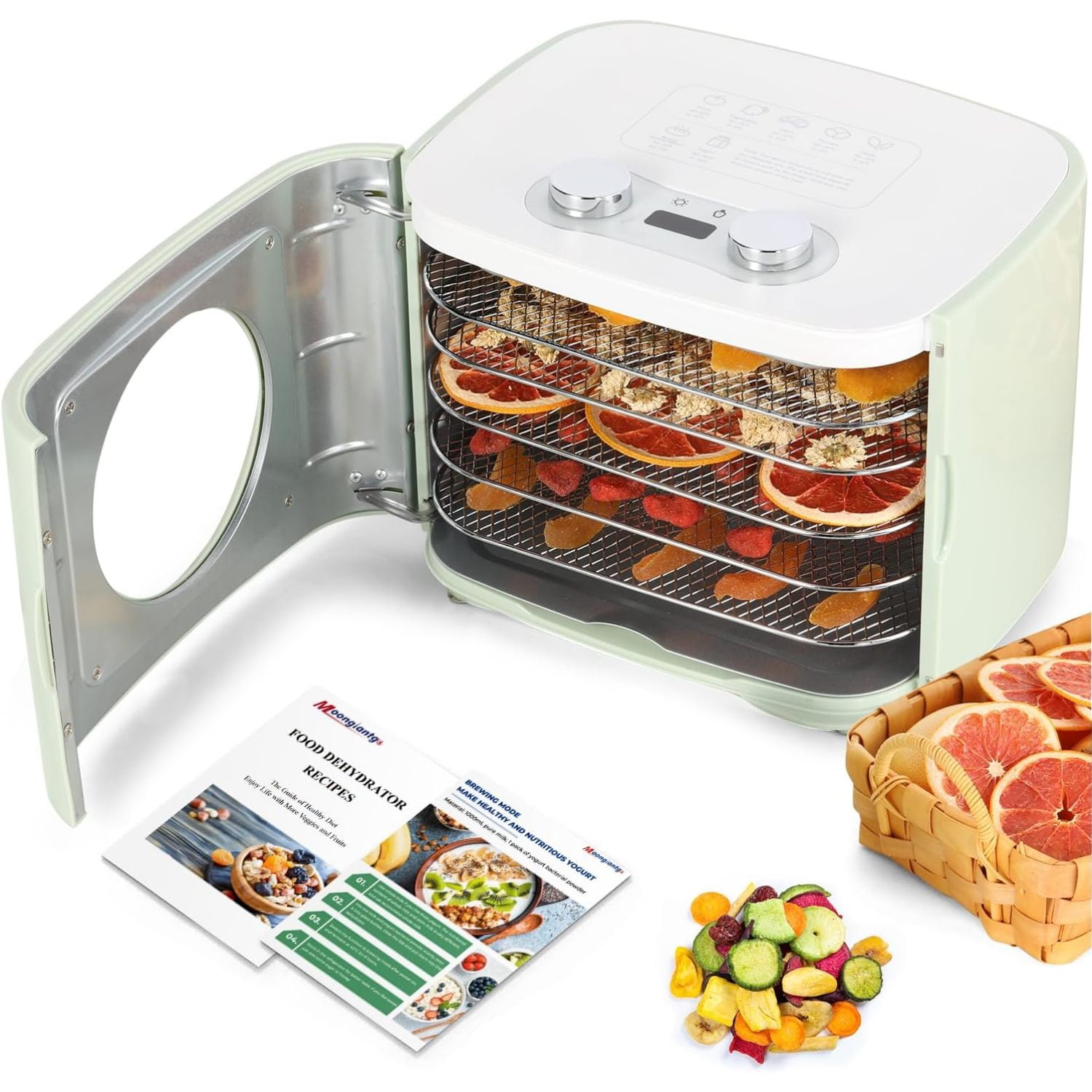 Moongiantgo Food Dehydrator 5 Stainless Steel Trays, Dehydrator Machine ...