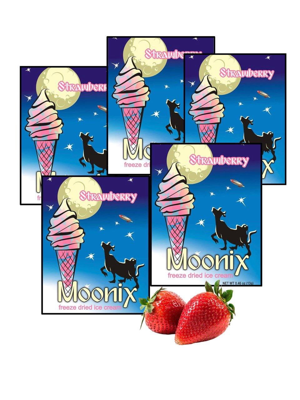 Moonix — Strawberry Flavor (5 Packs), Freeze-Dried Ice Cream (5x0.46oz ...