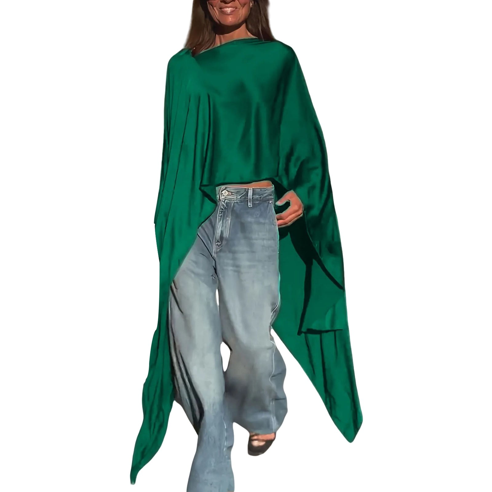 Moonker Basic Tee Fall Tops Saving $10 Women's Loose Solid Long Batwing ...