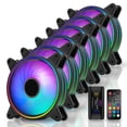 Moonlight 120mm RGB Case Fan, 6 Pack, ARGB, Aura SYNC, Speed Control ...