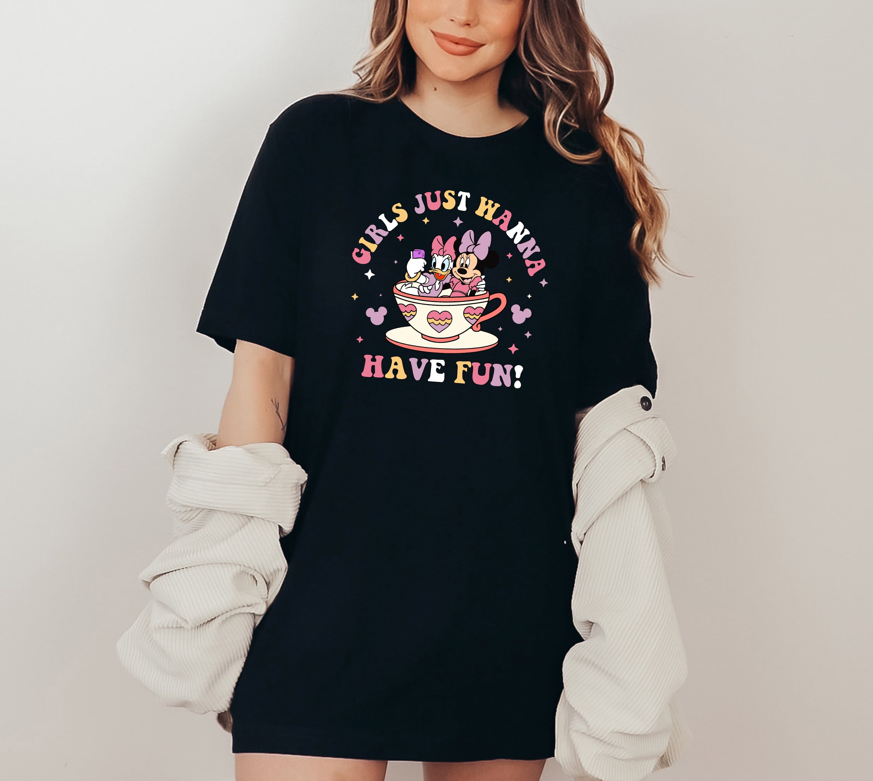 Moonlight Apparel Women's Minnie Mouse Daisy Duck T-Shirt Girls Just ...