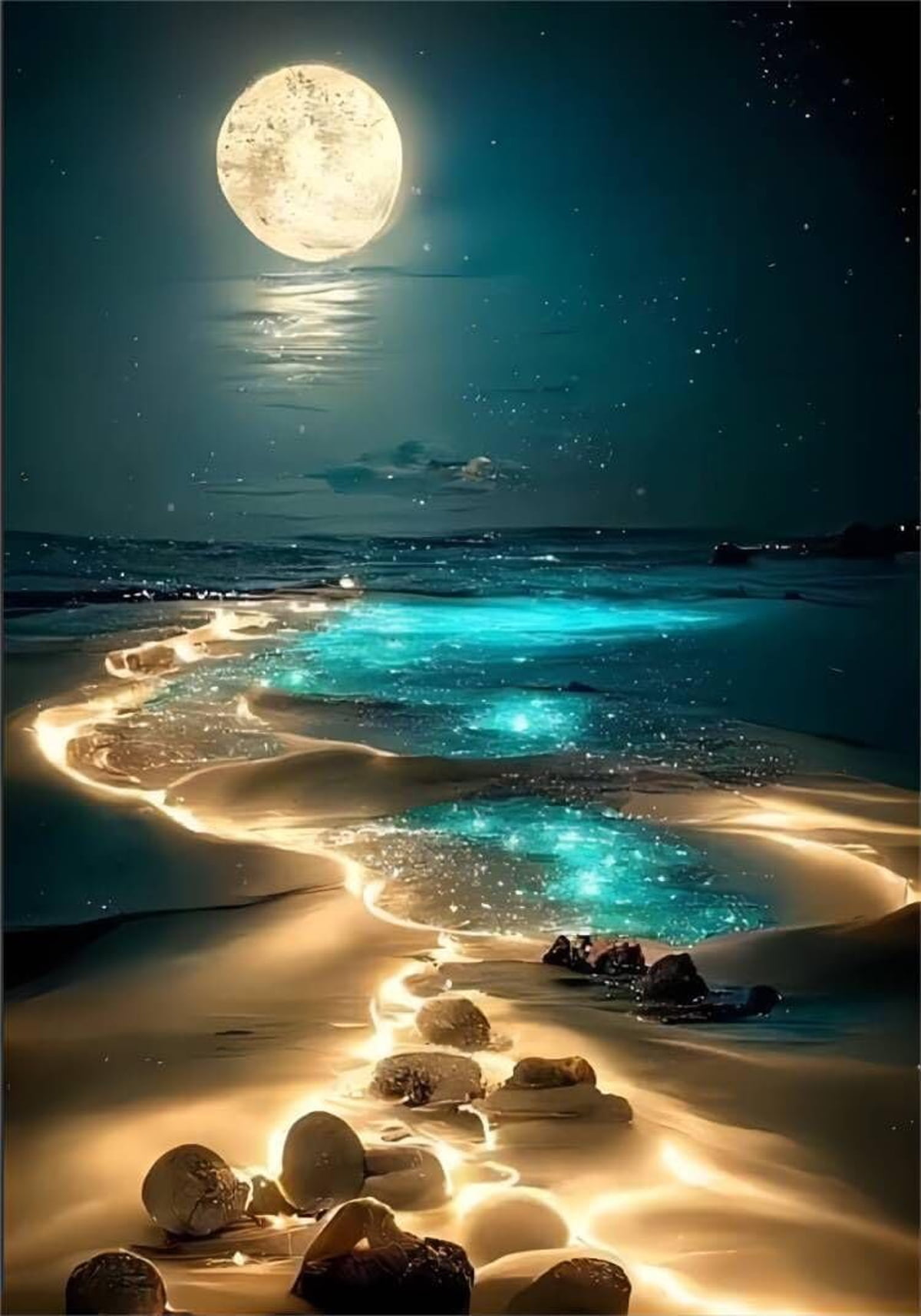Moonlight Beach 5D DIY Diamond Painting Kits for Adults, Full Drill ...