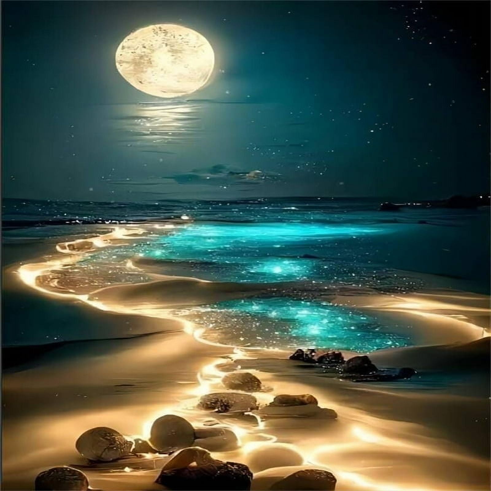 Moonlight Beach Diamond Art Kits for Adults Beginners, DIY Full Drill ...