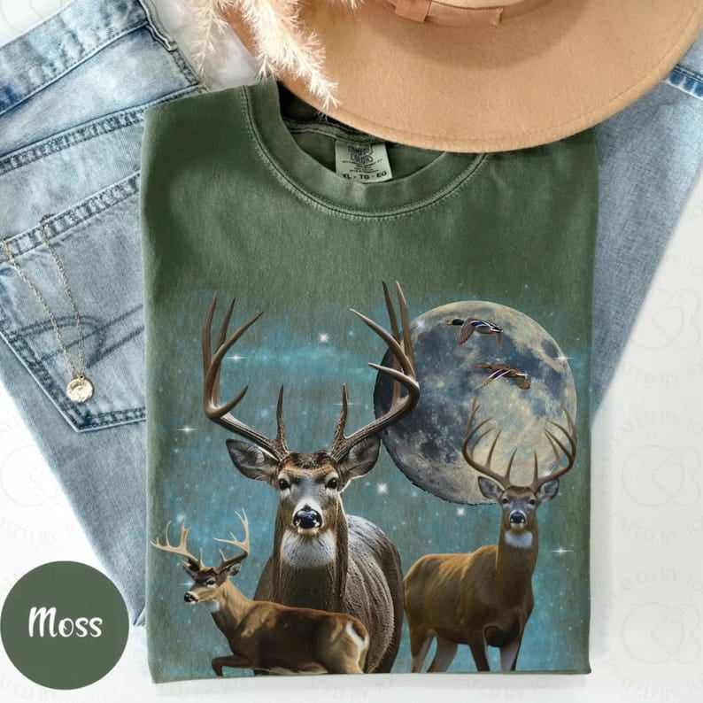 Moonlight Buck Shirt – Vintage 90s Deer Hunting Meme Tee, Weirdcore ...