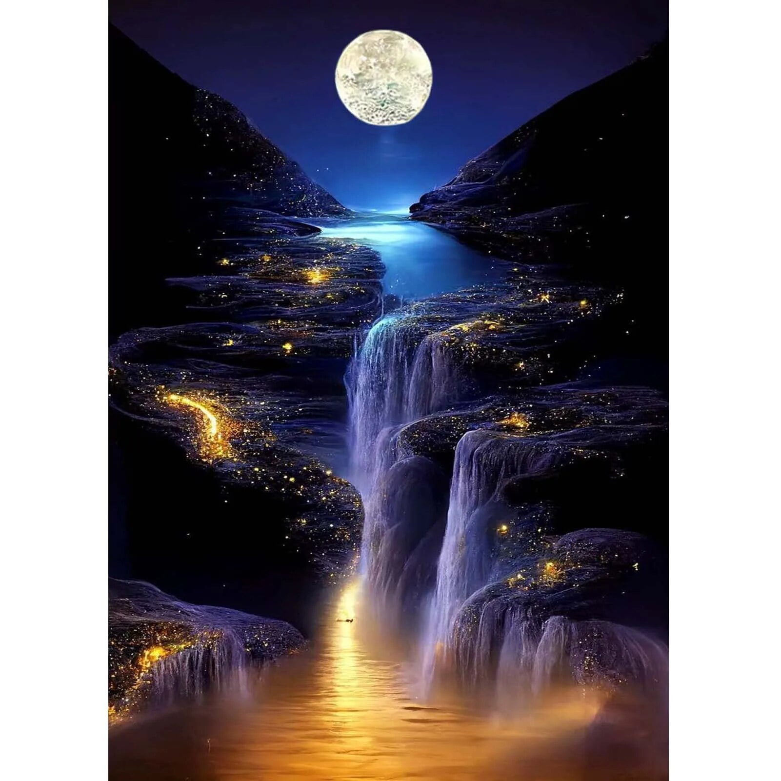 ZHUDENGXJL Waterfall Moonlight Diamond Painting Kit - Walmart.com