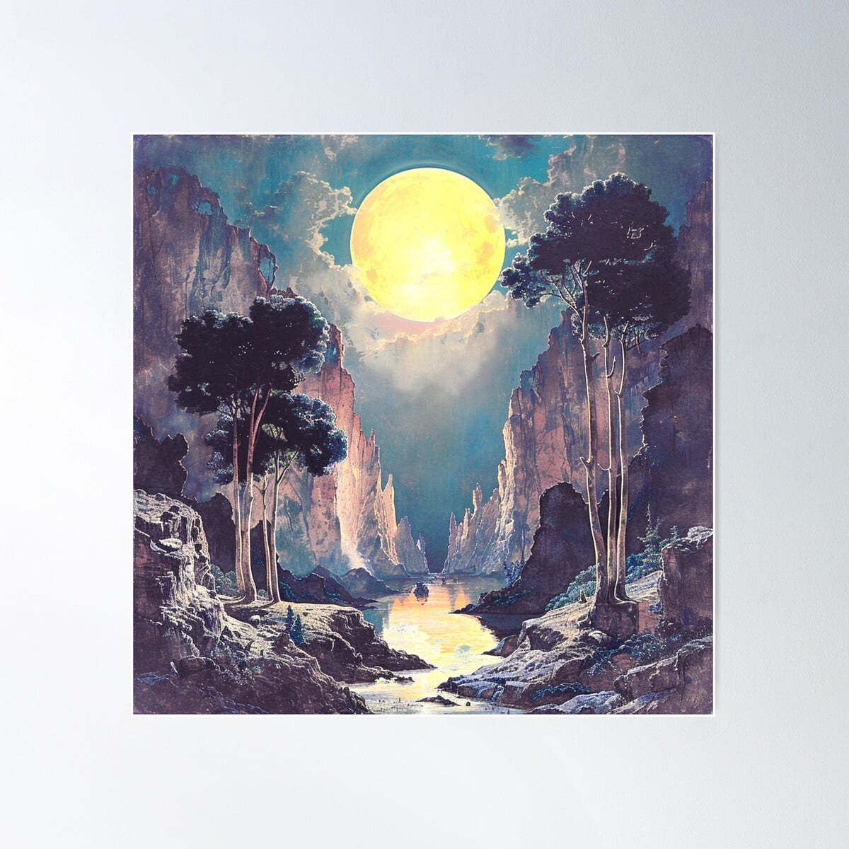 Moonlight Fantasy 4 Poster Wall Art, Modern Wall Decor For Living Room ...