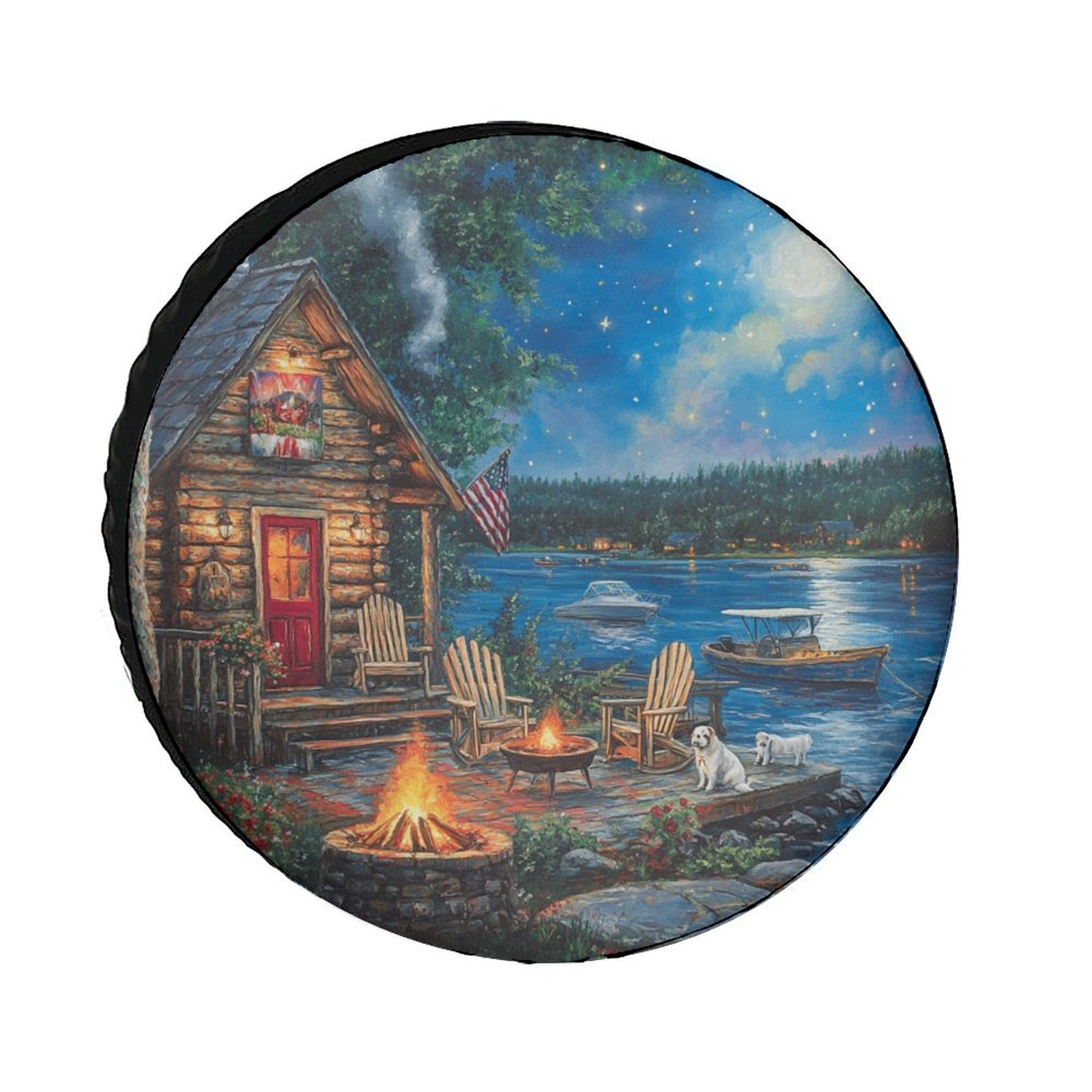 Moonlight Lodge Heavy Duty Spare Tire Cover Full Moon Universal Wheel ...