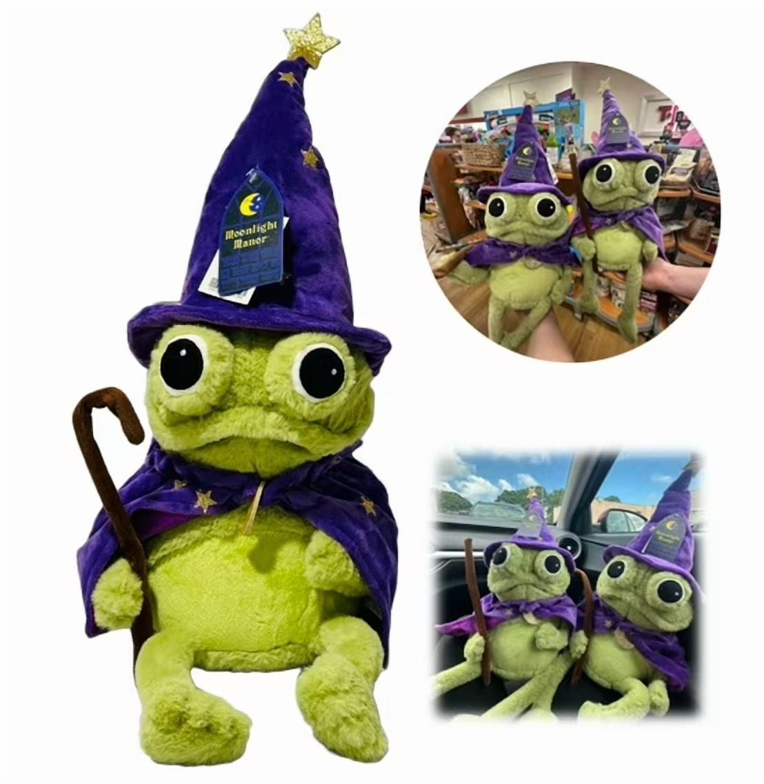 Moonlight Manor Halloween Frog Plush – Witch Hat & Magic Wand Stuffed ...