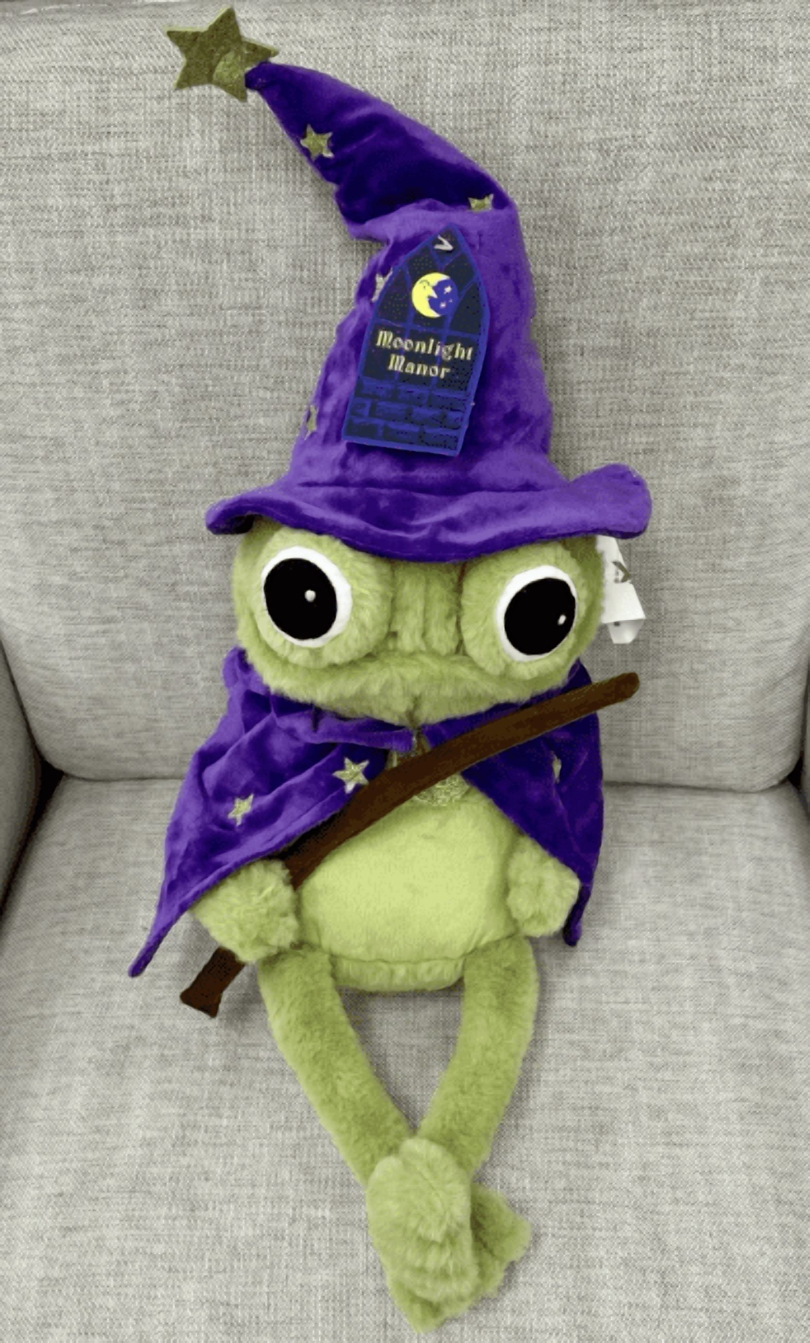 Moonlight Manor Halloween Frog Plush – Witch Hat & Magic Wand Stuffed ...