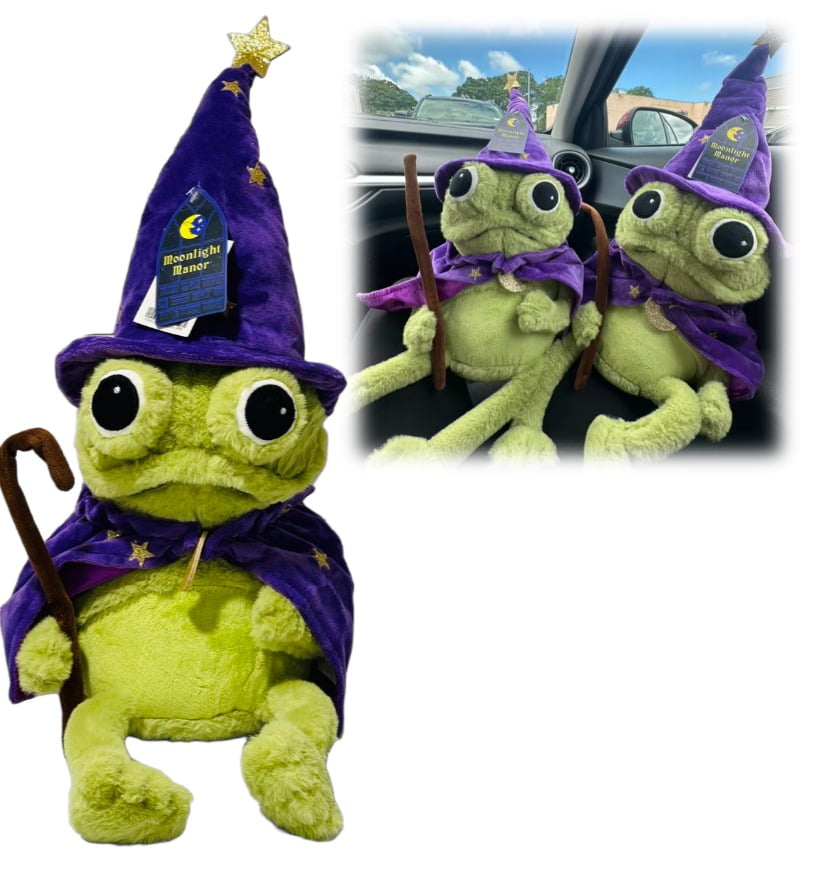 Moonlight Manor Wizard Frog Plush – Spooky Cute Halloween Frog Toy with ...