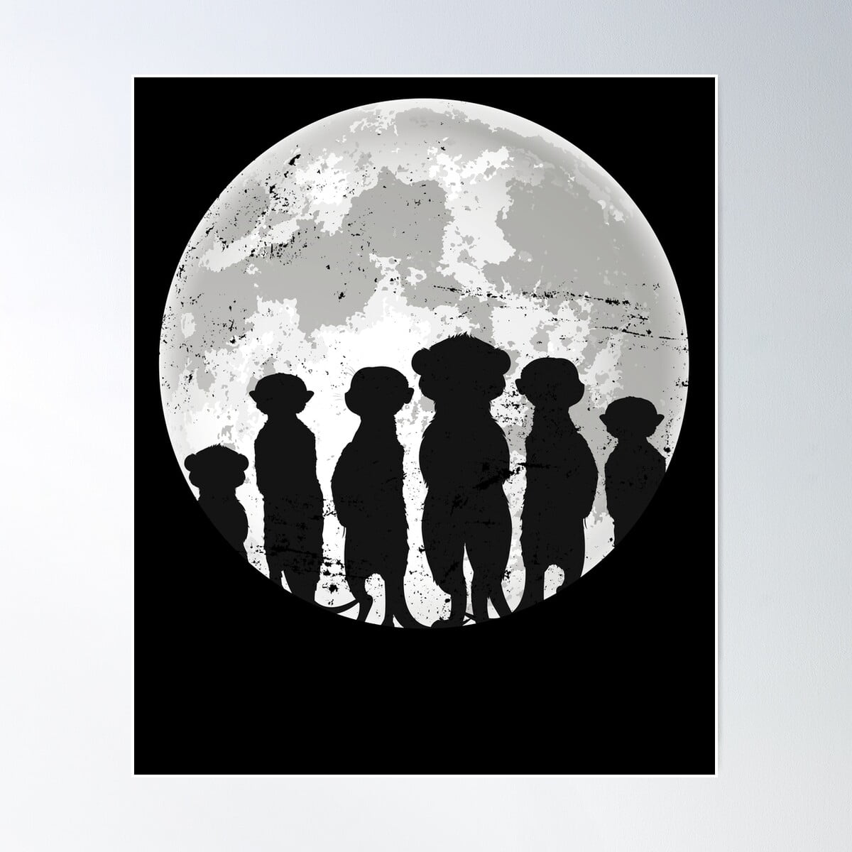 Moonlight Meerkat Family Meerkats Poster Wall Art, Modern Wall Decor ...