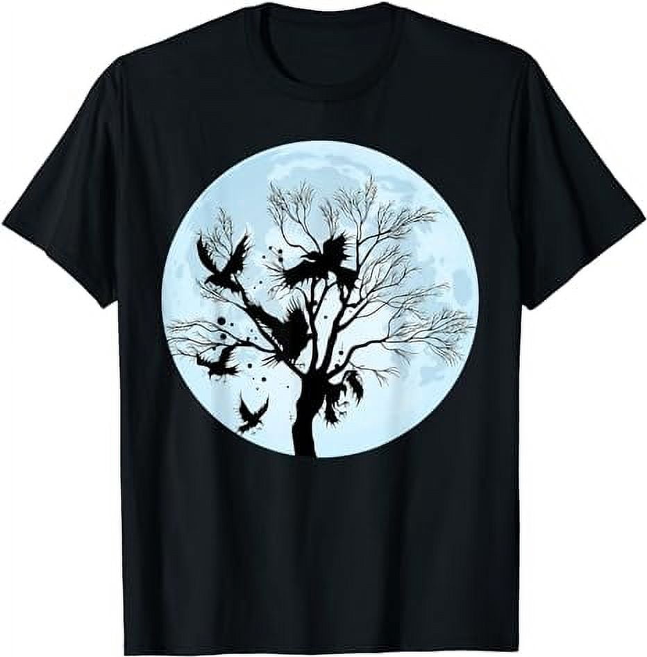 Moonlight Night Black Crow Forest Animal Bird Raven T-Shirt - Walmart.com